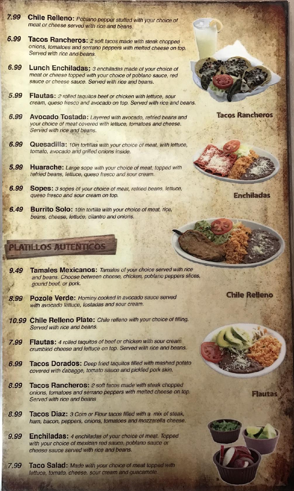 Menu at Birrieria Diaz restaurant, Bethany