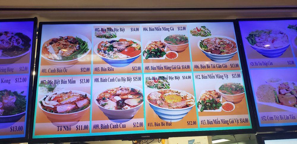Menu at Bun Mam Kim Trang, San Jose