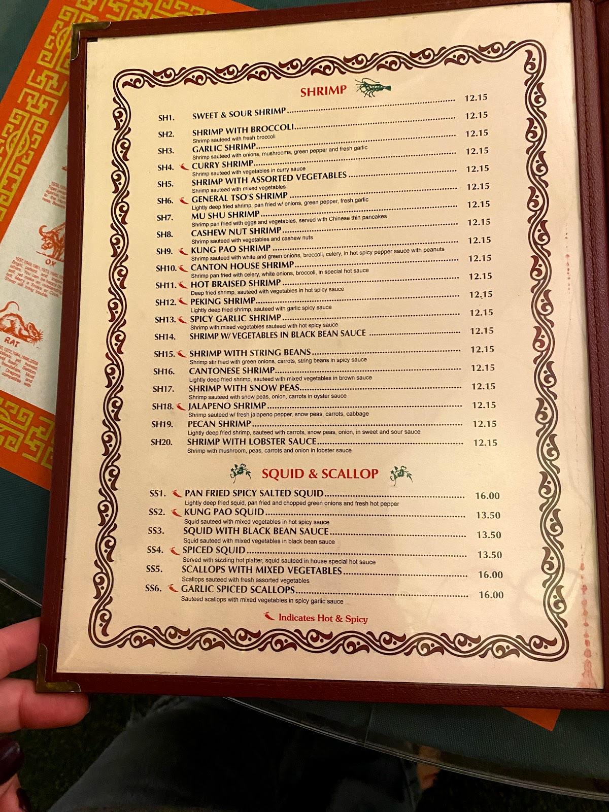 Menu at Canton House Chinese Restaurant, Canton