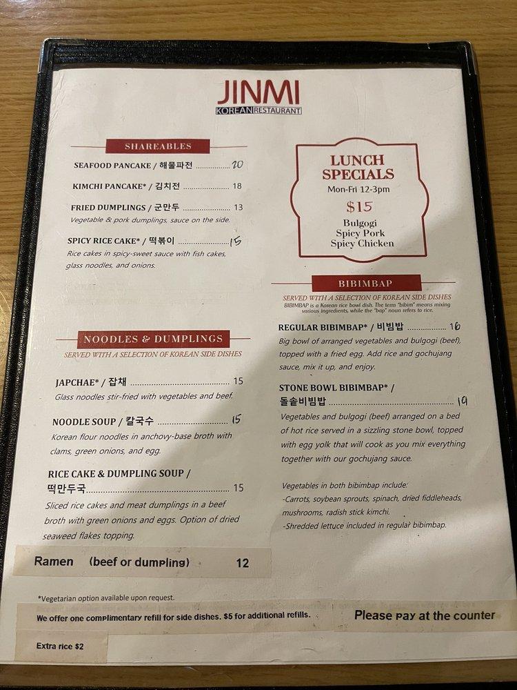 Menu at Jinmi Korean Restaurant, Anchorage, Spenard Rd Suite A