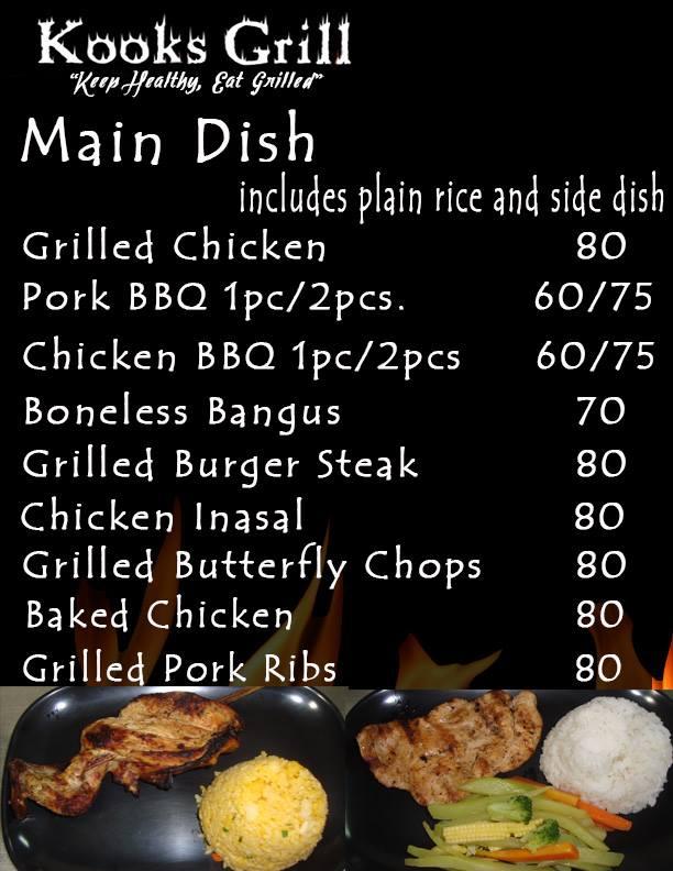Menu at Kooks Grill restaurant, Manila