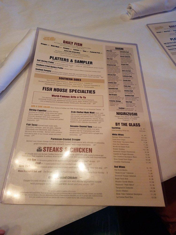 Menu at The Fish House pub & bar, Pensacola