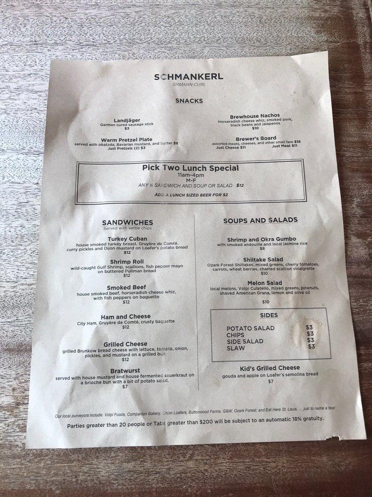 Menu at Urban Chestnut Midtown Brewery and Biergarten restaurant, St ...