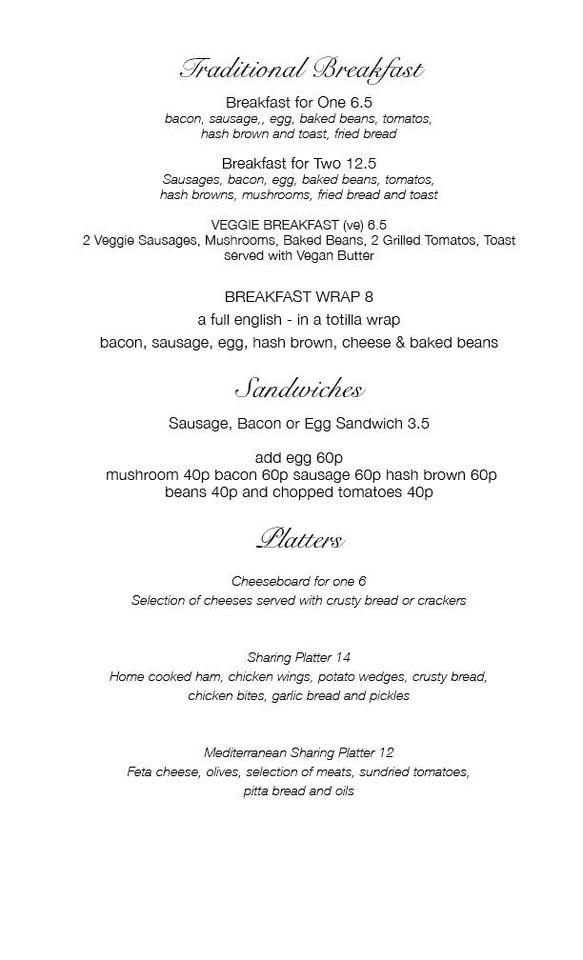 Menu at Lounge Coffee Bar & Cafe, Sheffield