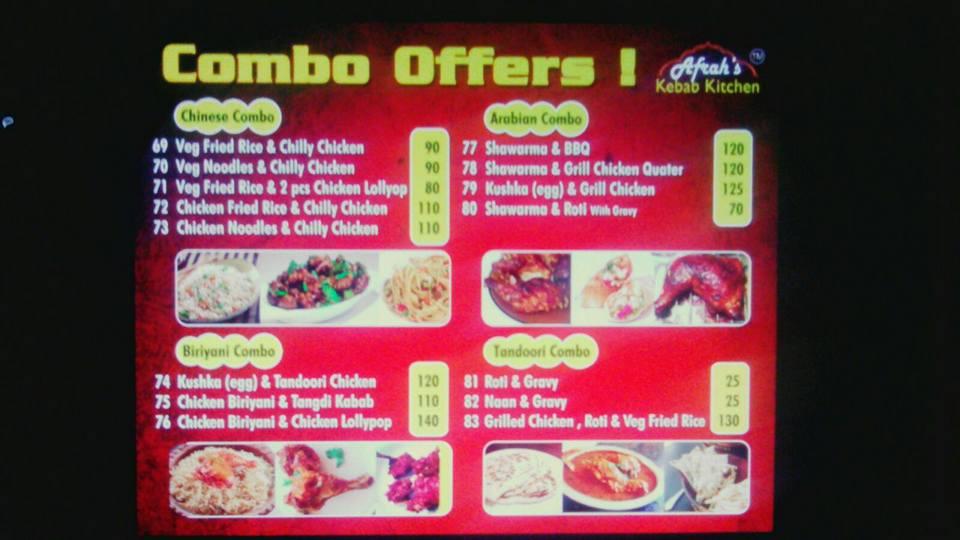 Menu at Afrah Kebab Kitchen, Chennai