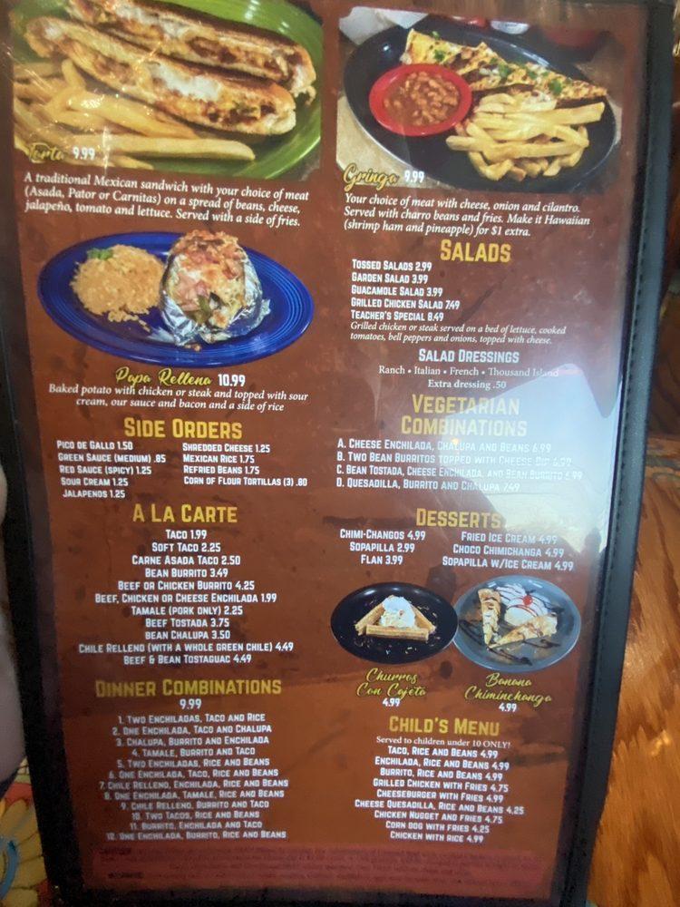 Menu at Don Bigotes Mexican Restaurant Gadsden, Gadsden