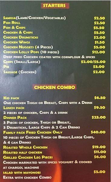 Menu at Halal Fried Chicken restaurant, Auckland, 196 Stoddard Rd