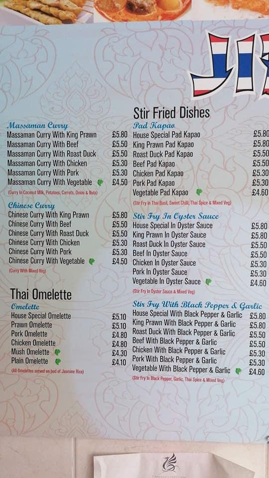 Menu at Authentic Thai Food restaurant, West Drayton