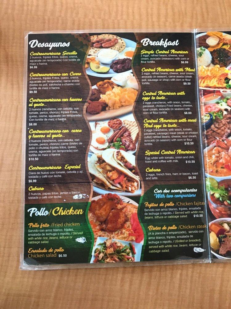 Menu at La Nueva Honduras restaurant, Hialeah, E 8th Ave