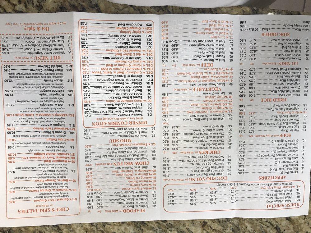 Menu at Panda Inn restaurant, Prattville, 717 E Main St