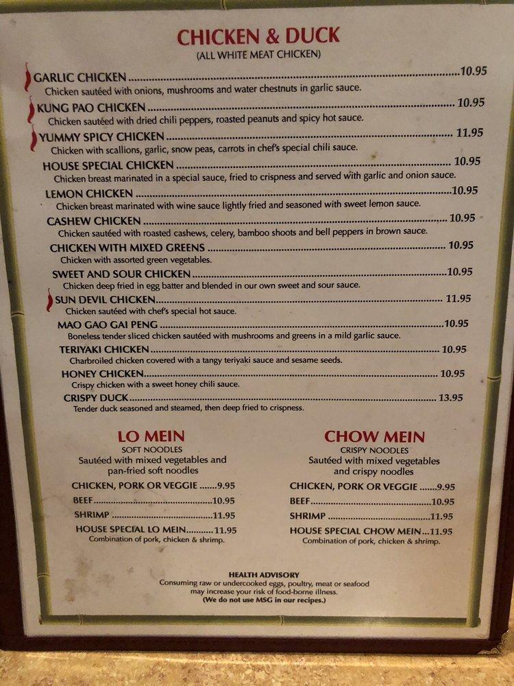 Menu at Ping's Cafe, Fountain Hills