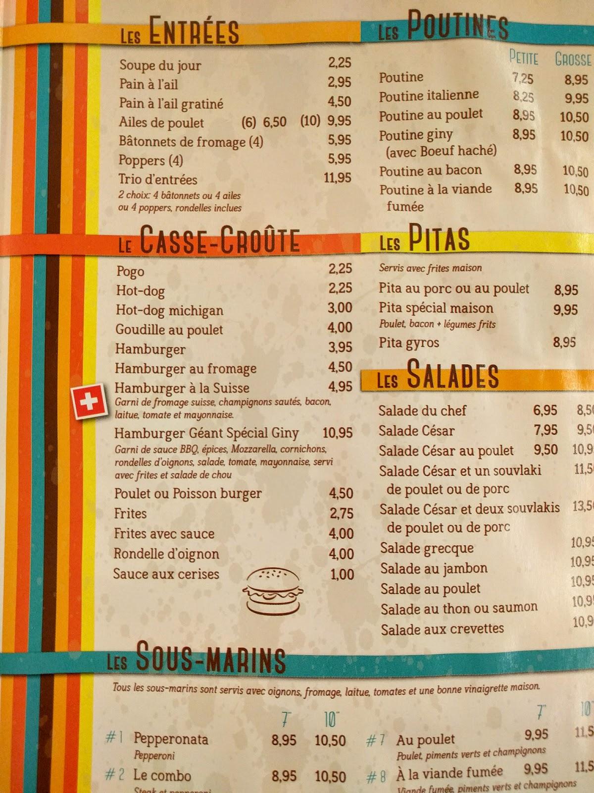 Menu au Pizza Giny pizzeria, Saint-Polycarpe