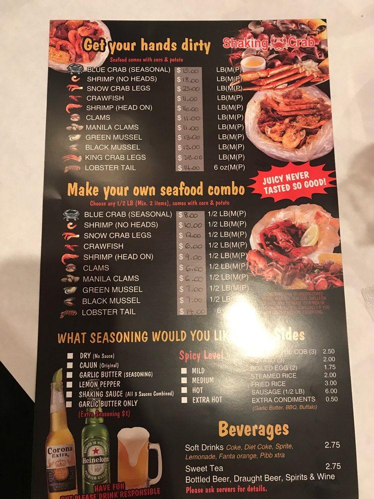 Menu at Shaking Crab desserts, Indianapolis