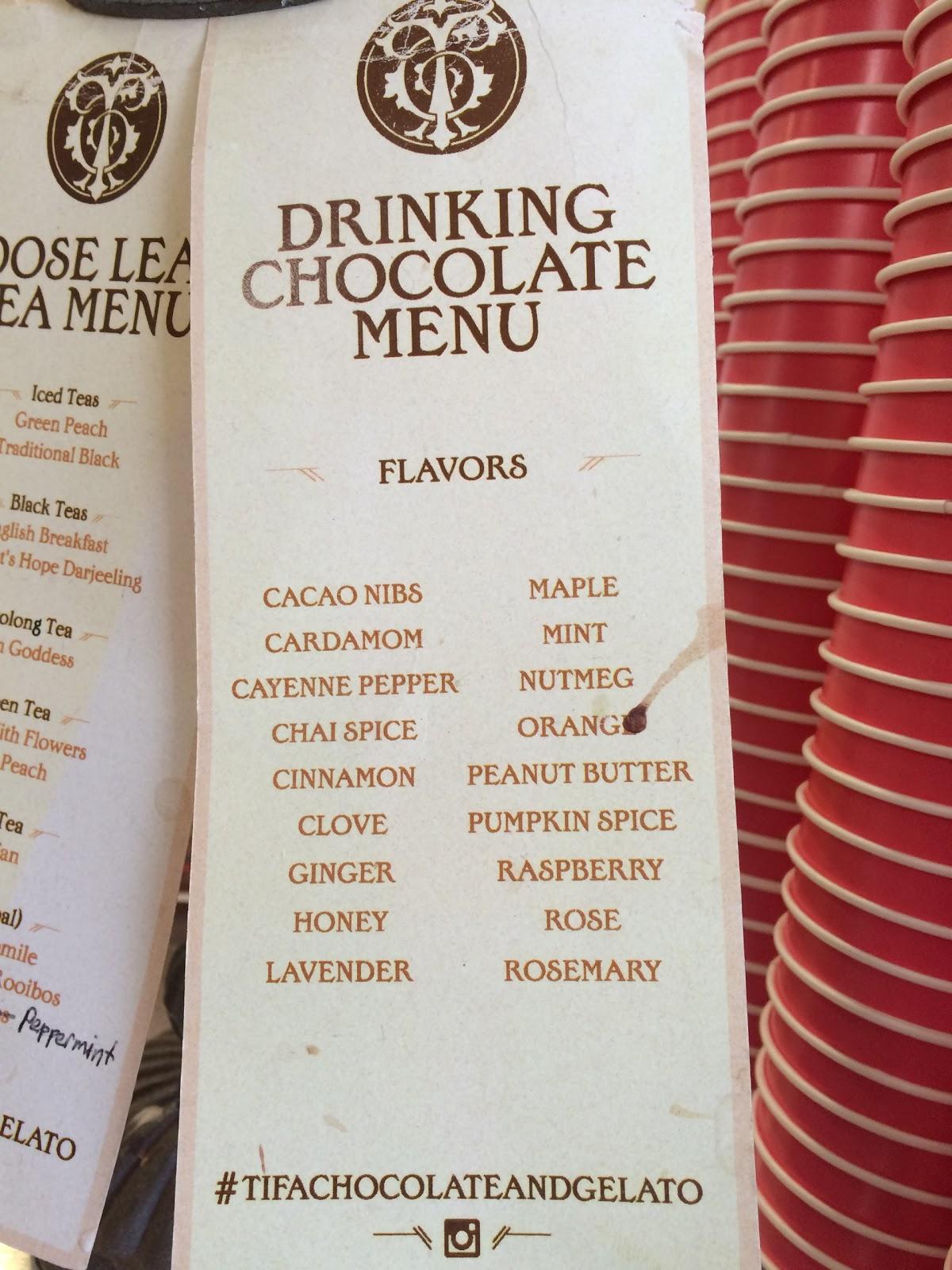 Menu at Tifa Chocolate & Gelato desserts, Agoura Hills