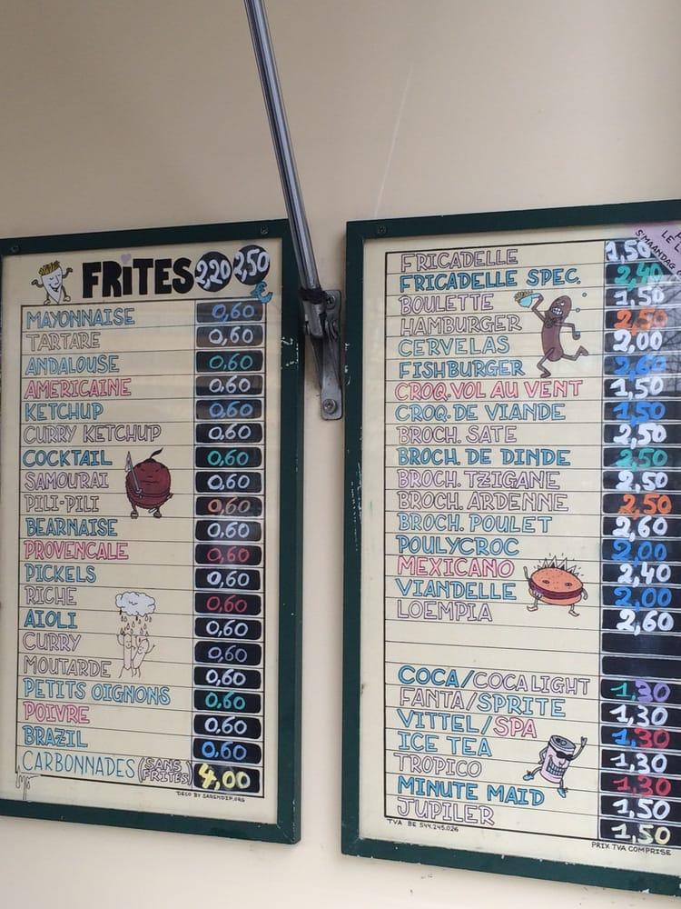 Menu at Frit Flagey, Ixelles, Pl. Eugène Flagey