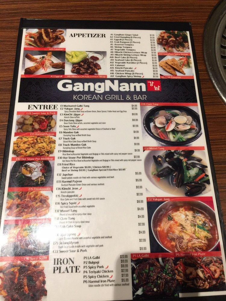 Carta de GangNam Korean BBQ, Wichita