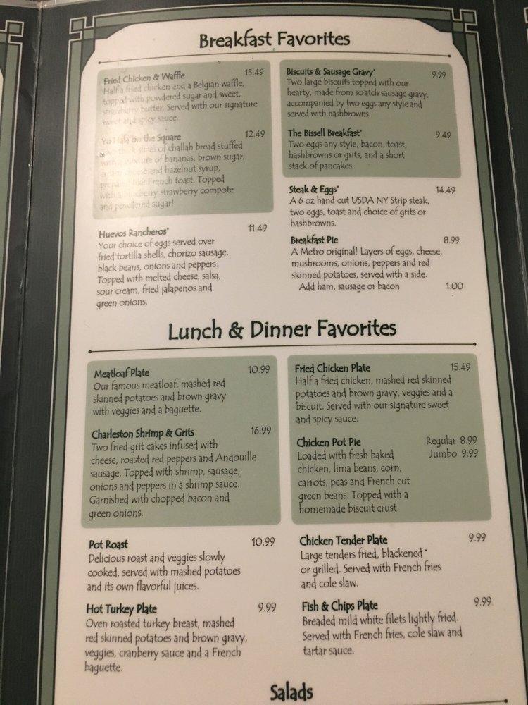 Menu at Metro Diner restaurant, Plainfield