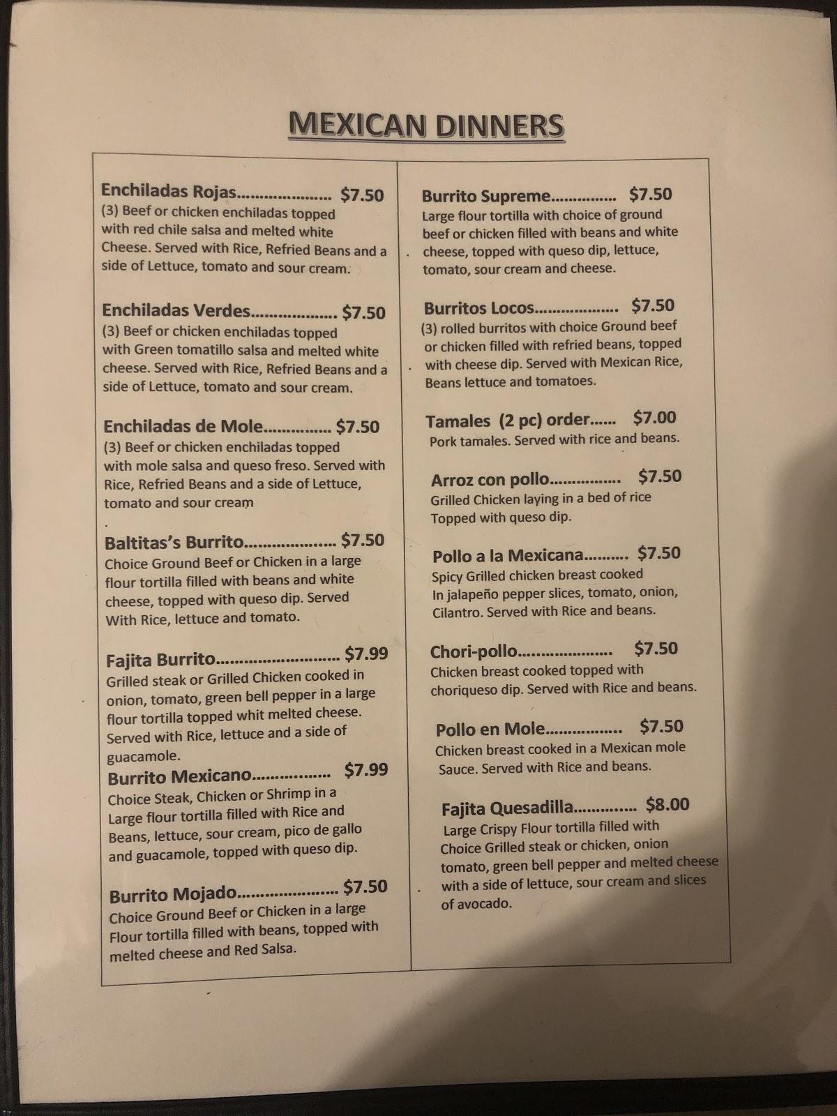 Menu at Si Señor Authentic Mexican Restaurant, Kentland