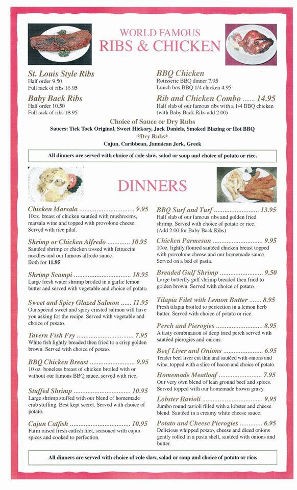 Menu at Tick Tock Tavern BBQ, Cleveland, Clifton Blvd