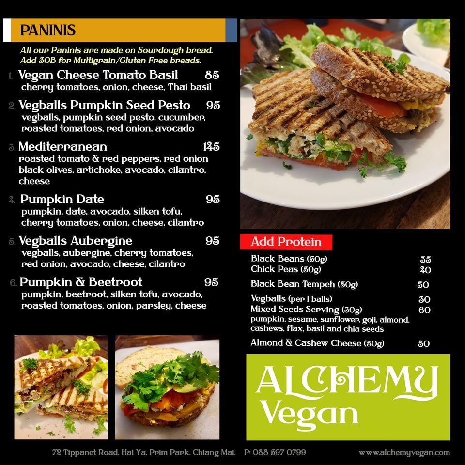 Menu at Alchemy Vegan cafe, Chiang Mai, 9