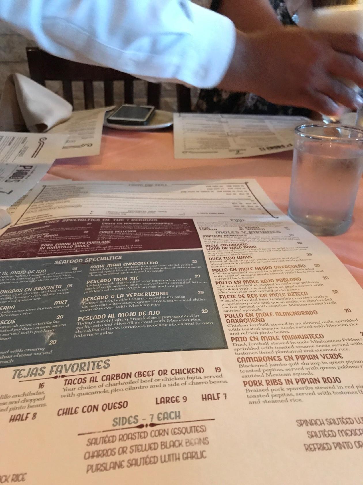 Menu at Arnaldo Richards' Picos Restaurant, Houston