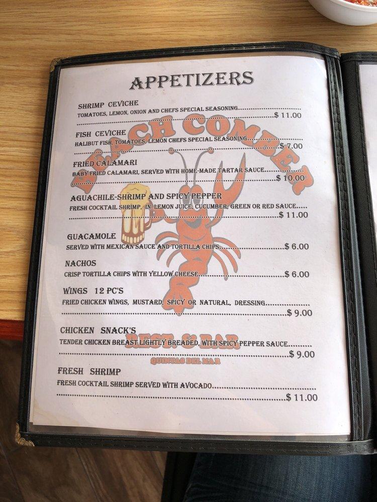 Menu at BEACH COMBER restaurant, Rosarito, Blvd. Benito Juárez km 25.5