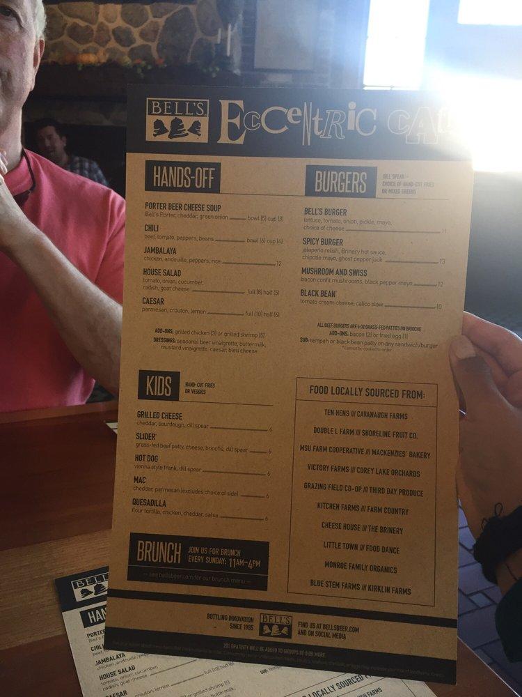 Menu at Bell's Eccentric Cafe, Kalamazoo