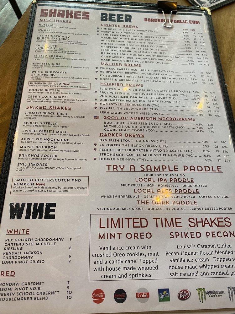 Menu at Burger Republic, Mount Juliet, Providence Pkwy #101