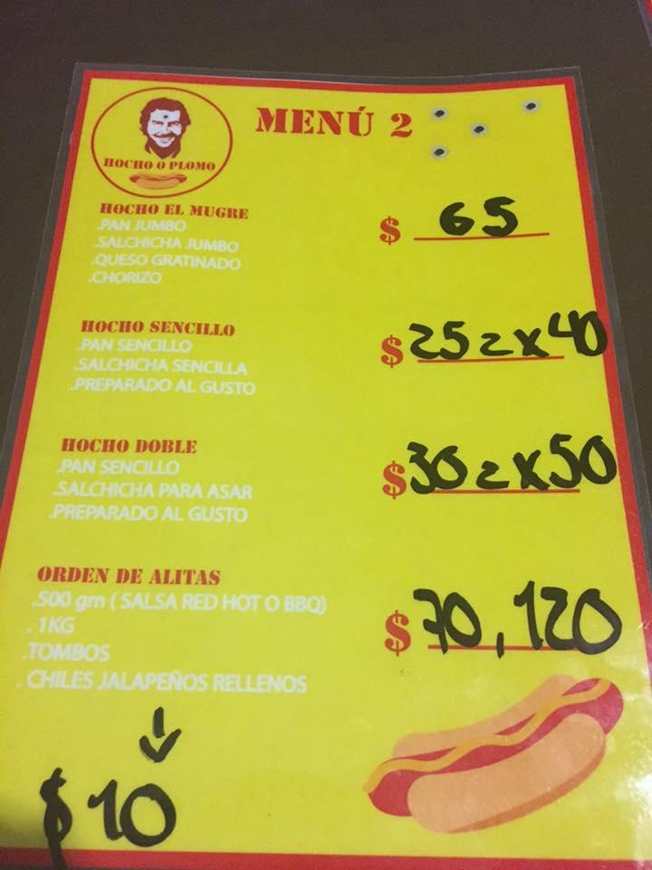 Carta del restaurante Hocho o Plomo (oficial), San Pedro Garza García