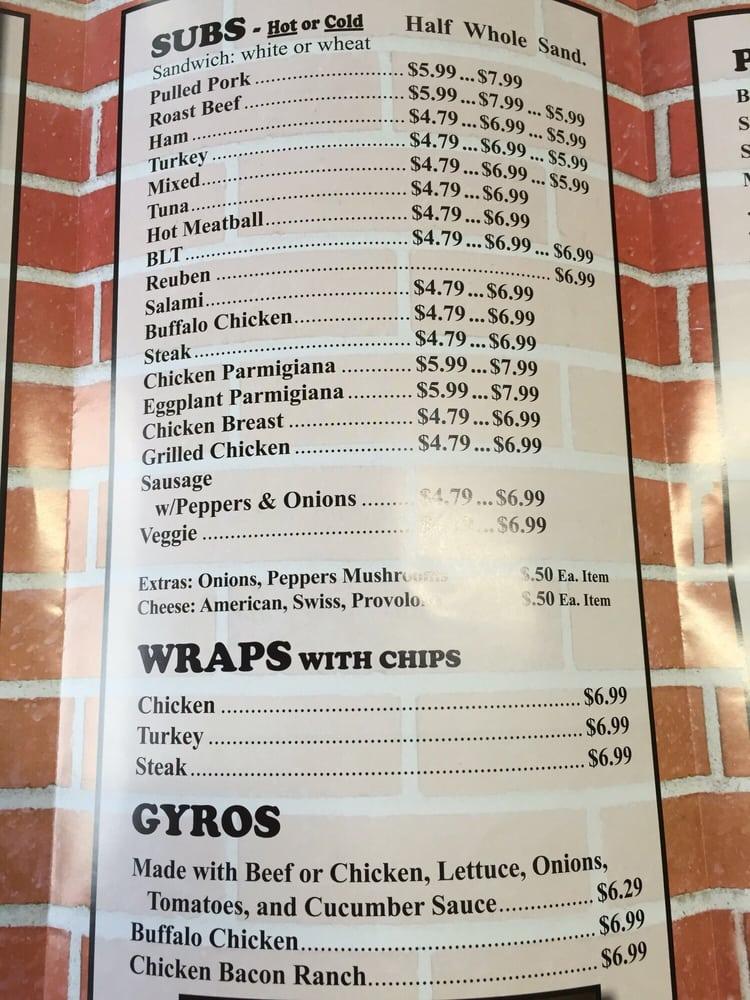 Menu at Robbie T's Pizza pizzeria, Jamesville