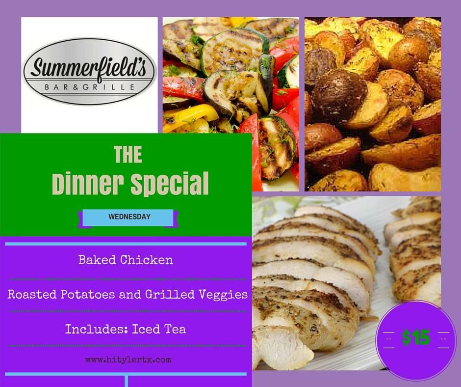 Menu at Summerfield's Club, Tyler