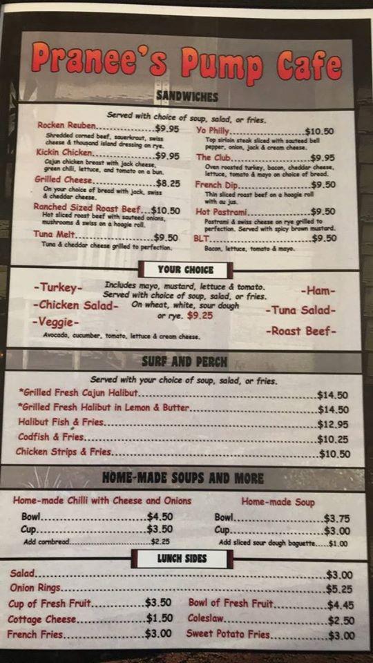 Menu at The Pump Cafe, Springfield