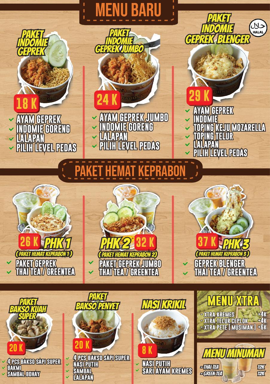 Menu at Ayam Keprabon Express Bandung restaurant, Bandung, Jl. Buah ...