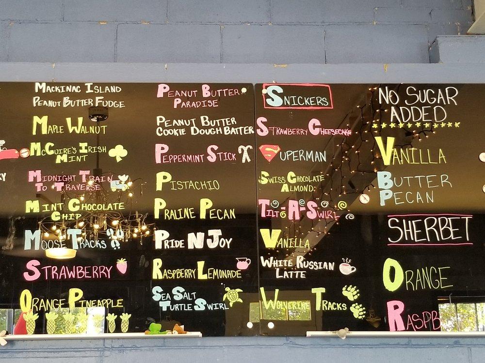 Menu at Blue Moon Ice Cream, Port Austin