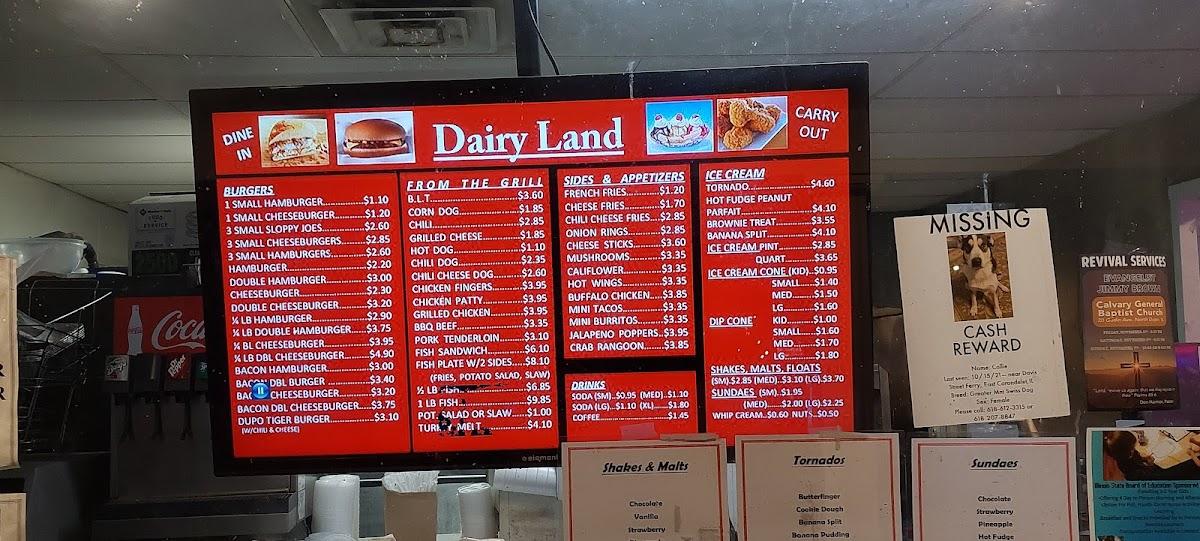 Menu at Dairy Land restaurant, Dupo