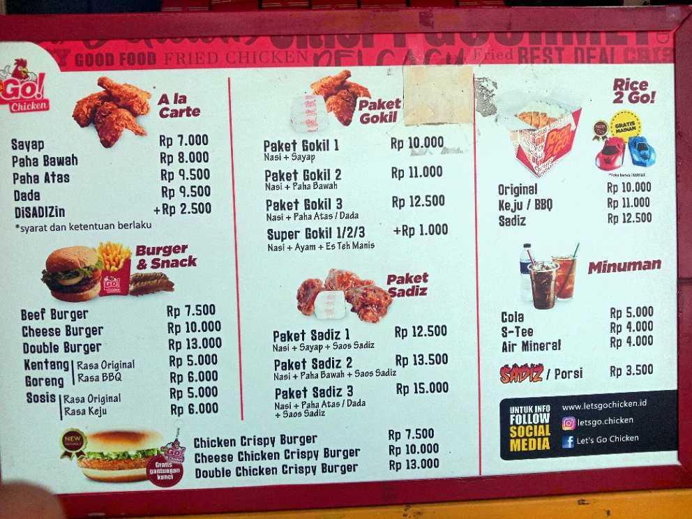 Carta del restaurante Let's go! Chicken, Betro