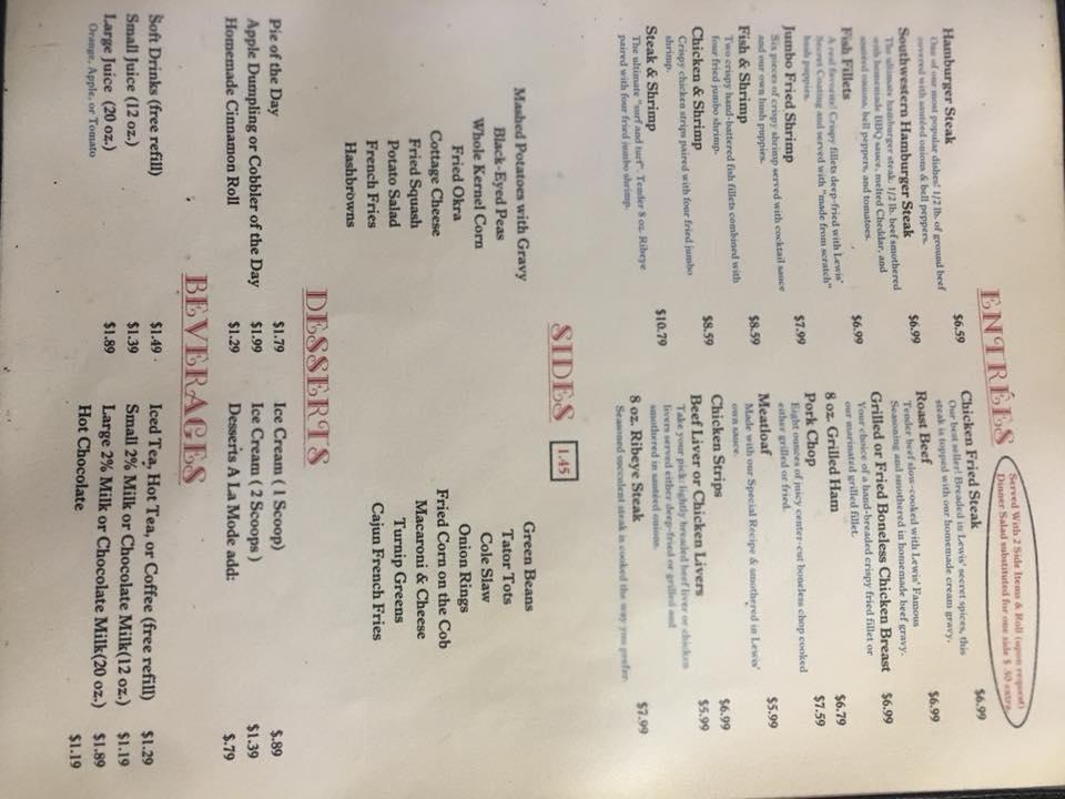 Menu at Lewis' Family Restaurant, Fort Smith