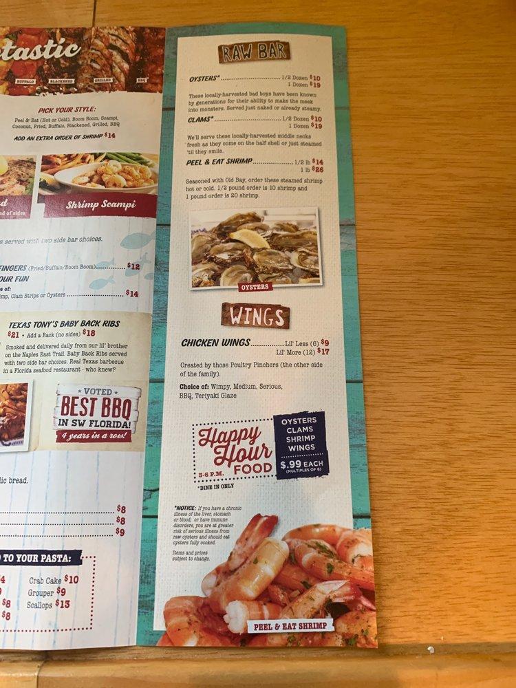 Menu at Pinchers restaurant, Naples, 5th Ave S