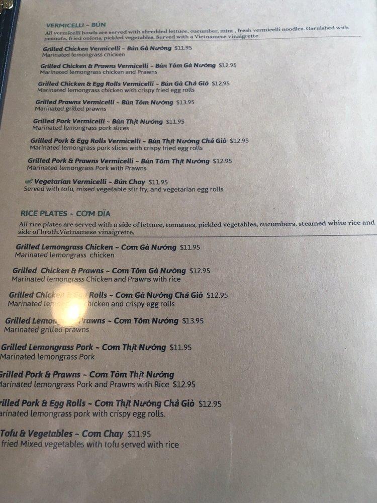 Menu at The Pho Cabin restaurant, Los Altos