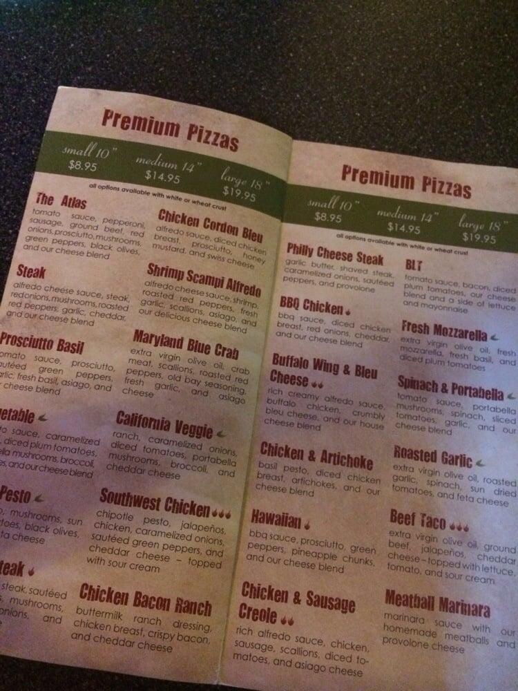 Menu at Atlas Brick Oven Pizzeria, Corning