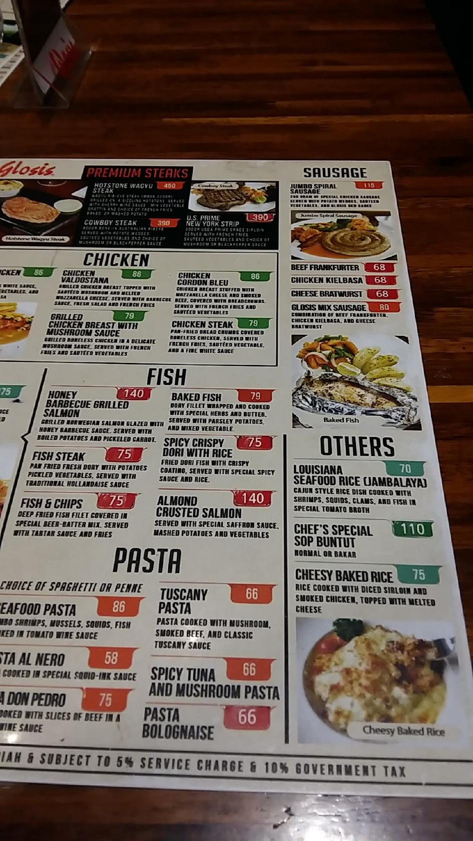 Menu at Glosis Restaurant, Bandung, Jl. Citarum No.12