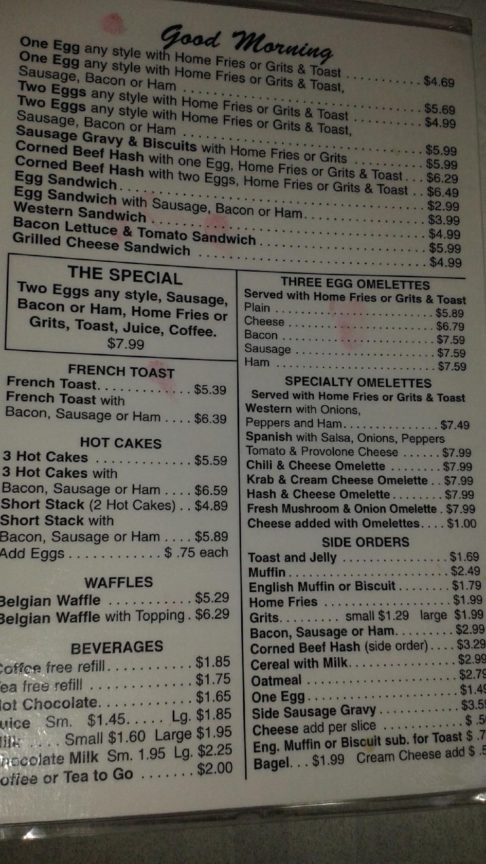 Menu at Kenny's Korner Restaurant, Redington Shores