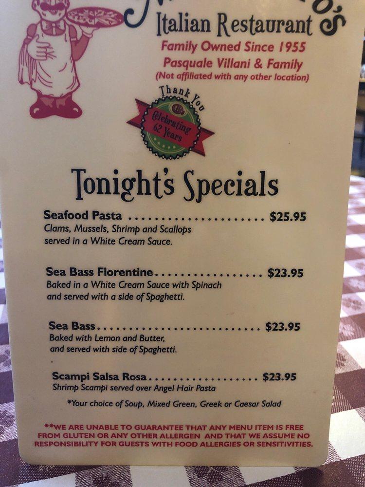 Menu at Marechiaro's 2nd Street pizzeria, El Cajon