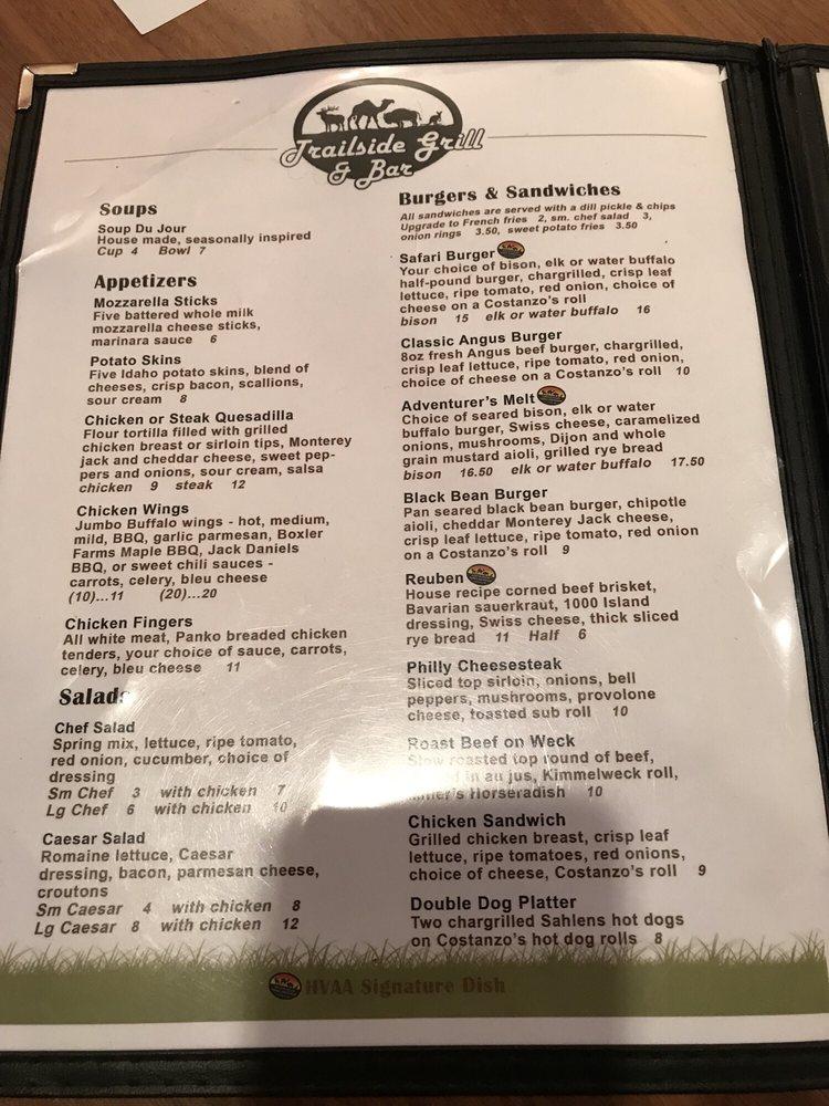 Menu at The Trailside Grill pub & bar, Varysburg