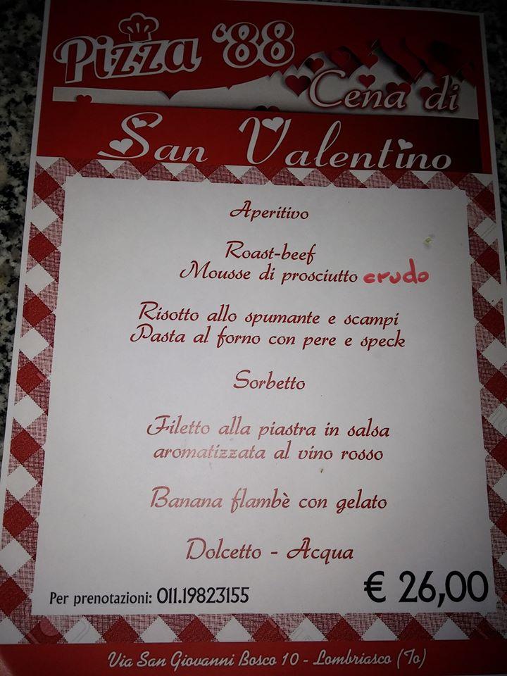 Menu at 88 Ristorante Pizzeria Gnoccheria, Lombriasco
