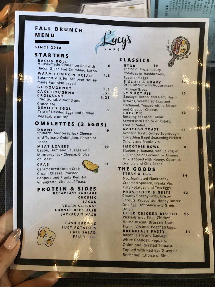Menu at Lucy's restaurant, Grand Rapids