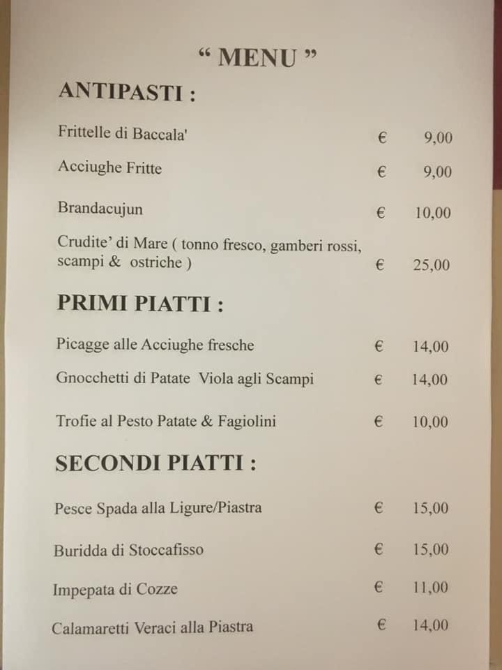 Menu da Ostaia Da Manin ristorante, Loano