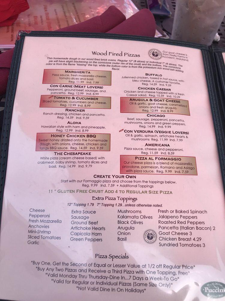 Menu at Puccini Restaurant, Cumberland