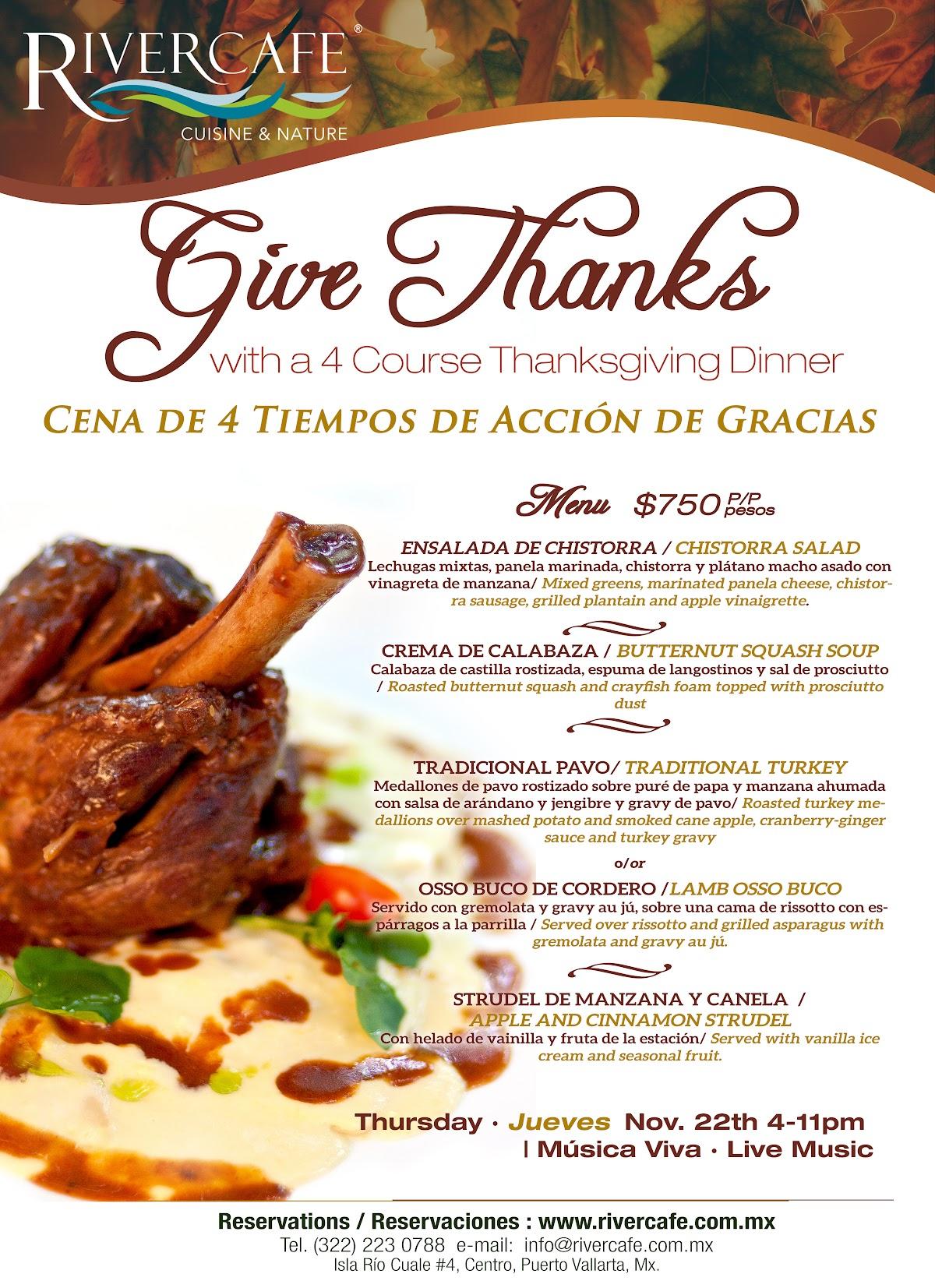 Menu at River Cafe, Puerto Vallarta