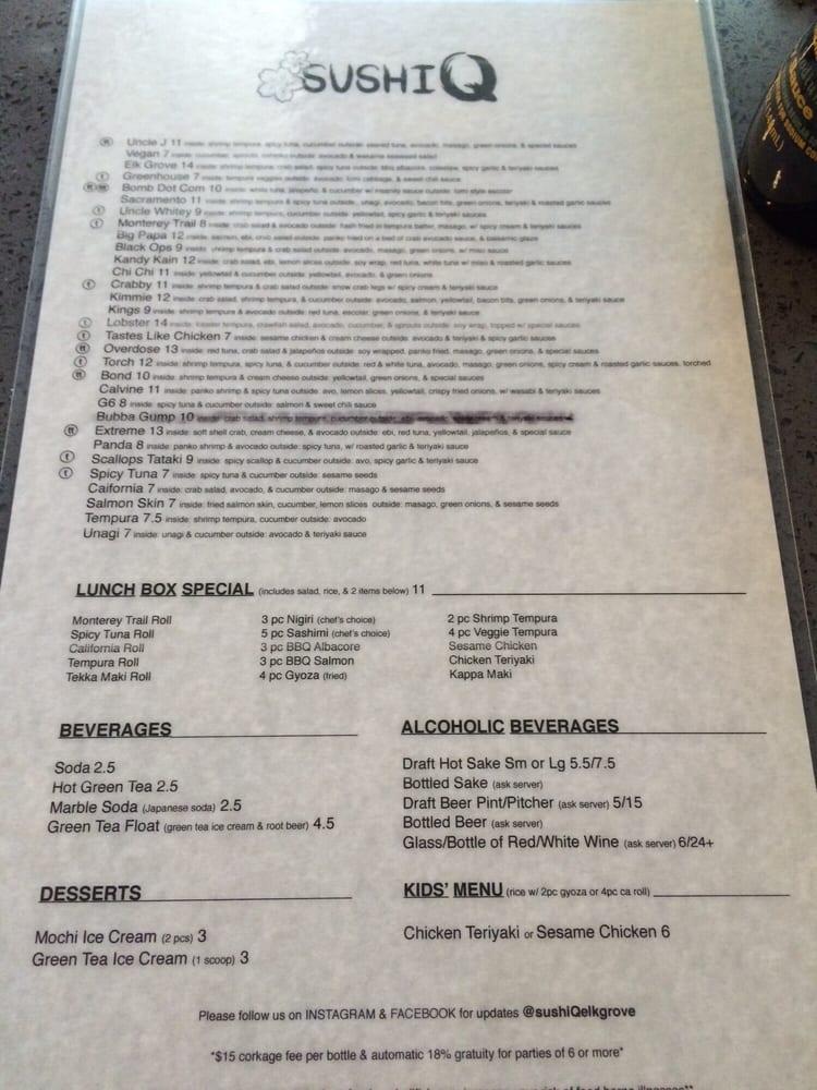 Menu at Sushi Q Japanese Restaurant, Sacramento, Elk Grove Florin Rd #400